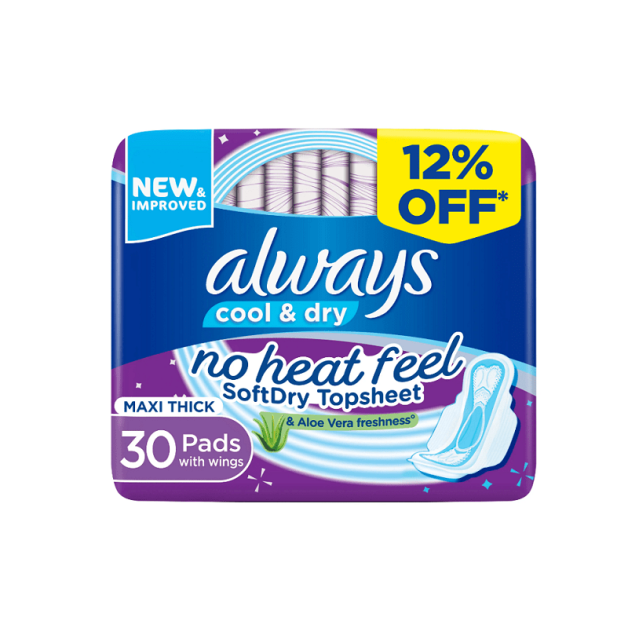 ALWAYS CLEAN & DRY LARGE WITH WINGS 30 PADS