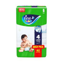 Fine Baby Size (4) from 7-14 kg Mega Pack 62 Diapers