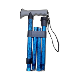 Walking Stick Grip Foldable Aluminium Blue