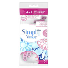 GILLETTE SIMPLY VENUS 3 BLADES DISP4+1PCS (WOMEN PINK)